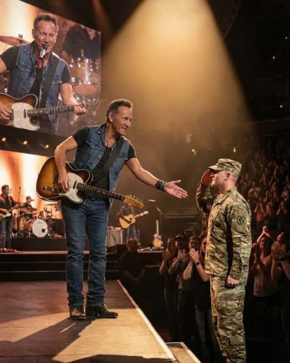 In the middle of the noise, Bruce Springsteen noticed a young soldier ...